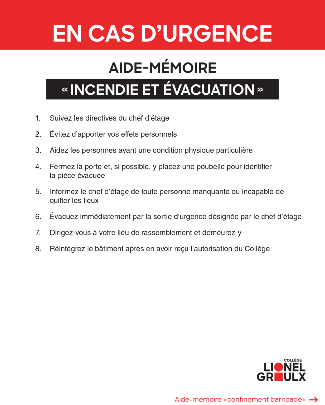 Mesures d’urgence - Collège Lionel-Groulx